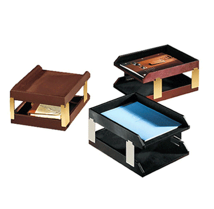Leather Double Legal Size Document Holder, Double Legal Letter Trays